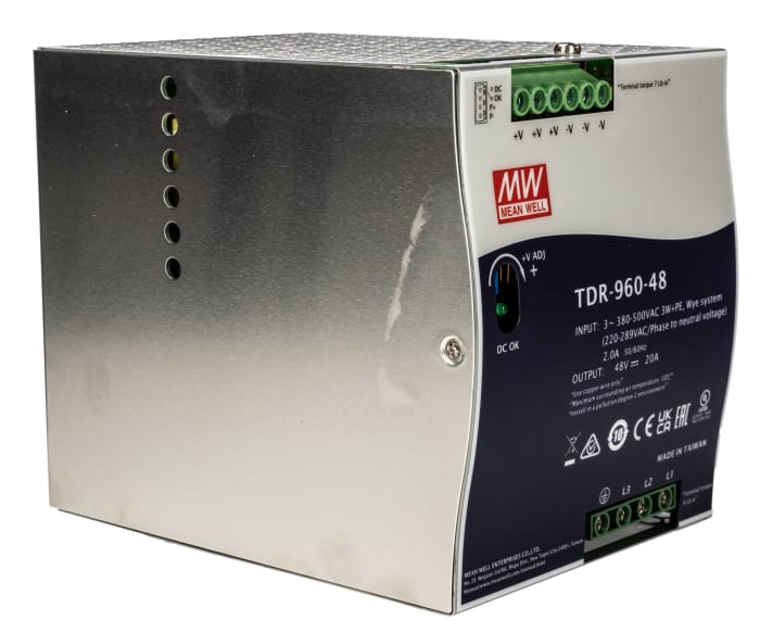 TDR-960-48 MEAN WELL | MEAN WELL TDR Switched Mode DIN Rail Power ...