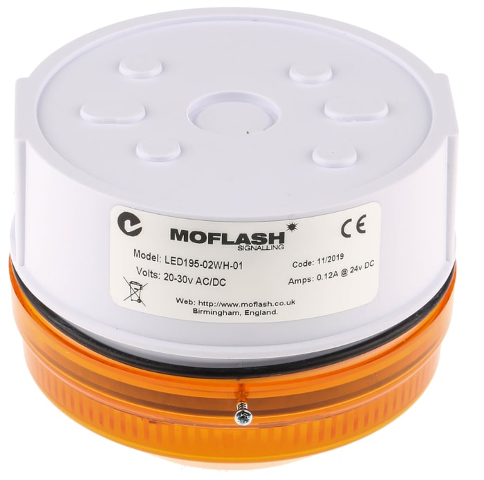 LED195-02WH-01 Moflash | Moflash LED195 Series Amber Flashing Beacon, 20 → 30 V ac/dc, Surface ...