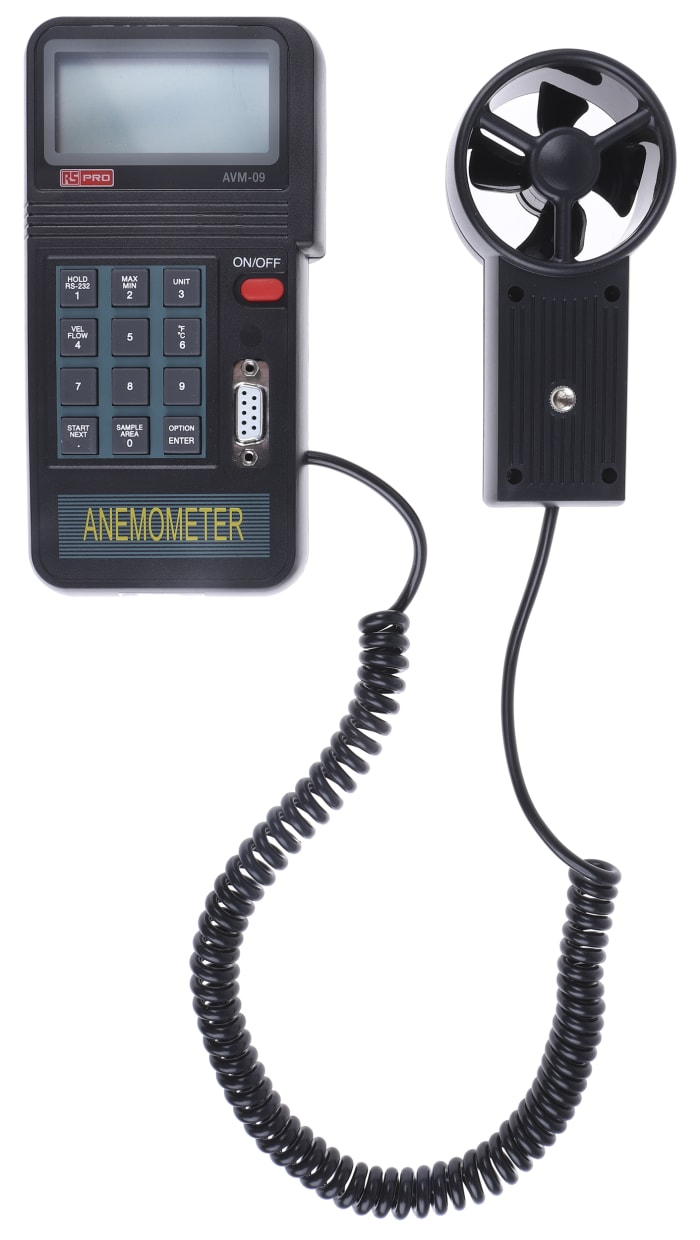 RS PRO | RS PRO AVM-09 Vane Anemometer, 45m/s Max, Measures Air ...