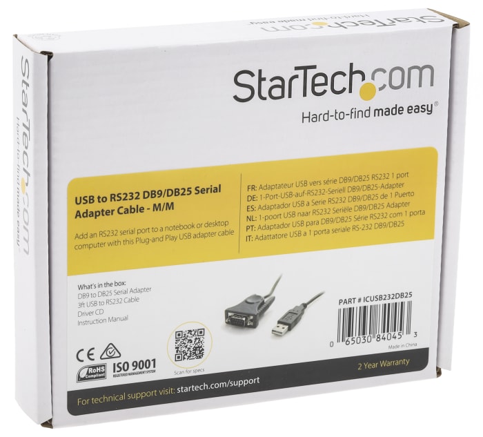 ICUSB232DB25 StarTech.com | StarTech.com RS232 USB A Male to DB25 Male Interface Converter | 123 ...