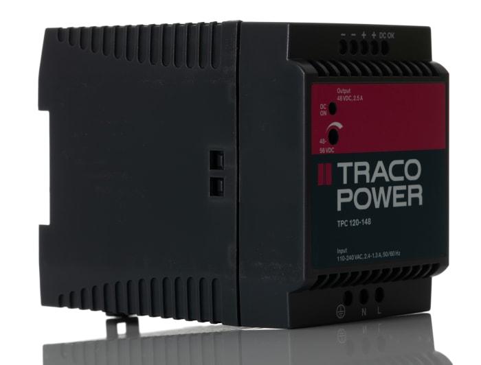 TPC 120-148 TRACOPOWER | TRACOPOWER TPC Switched Mode DIN Rail Power Supply, 85 → 264 V ac / 90 ...