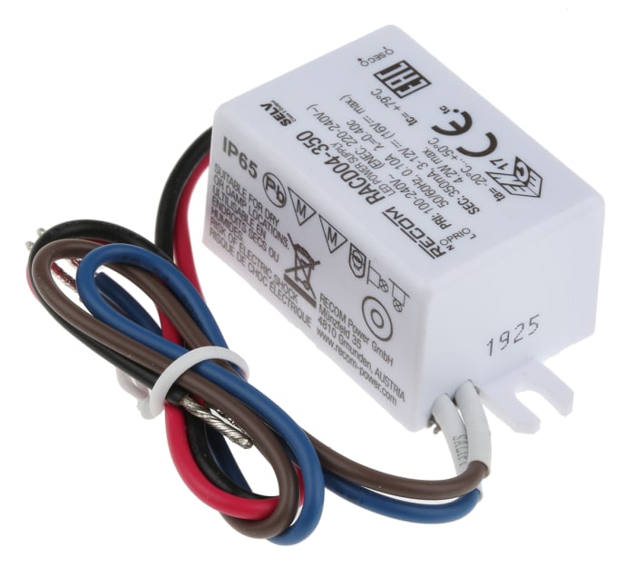 RACD04-350 Recom | Recom LED Driver, 3 → 12V dc Output, 4.2W Output, 350mA Output, Constant ...