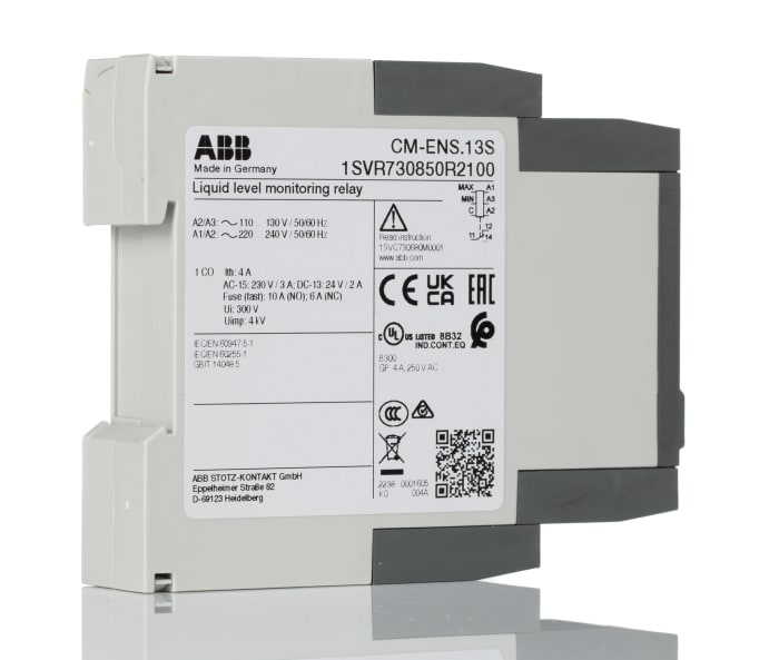 1SVR730850R2100 CM-ENS.13S ABB | ABB CM-ENS Series Liquid Level Relay - DIN Rail, 110 → 130 V ac ...