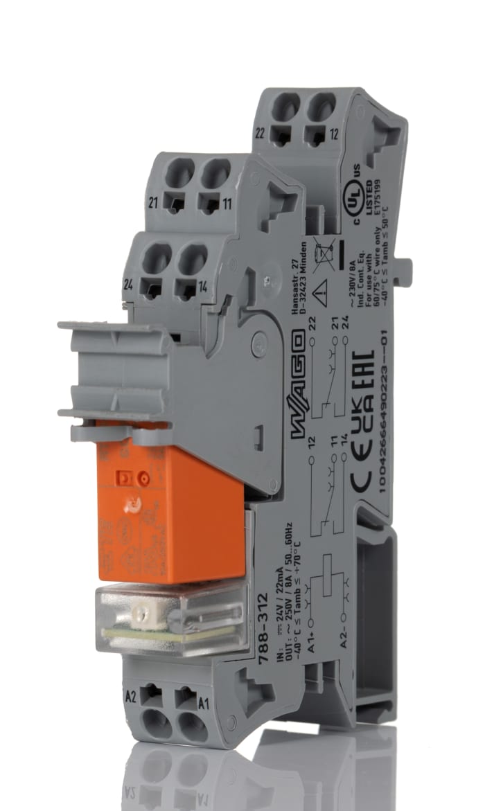 788-312 WAGO | Relé modular WAGO 788, 24V dc, para carril DIN | 135 ...
