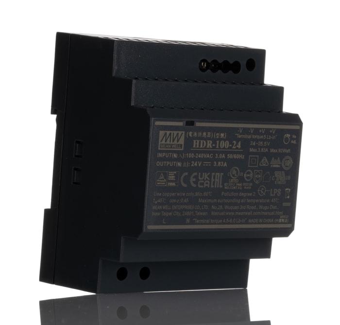 HDR-100-24 MEAN WELL | MEAN WELL HDR Switched Mode DIN Rail Power ...