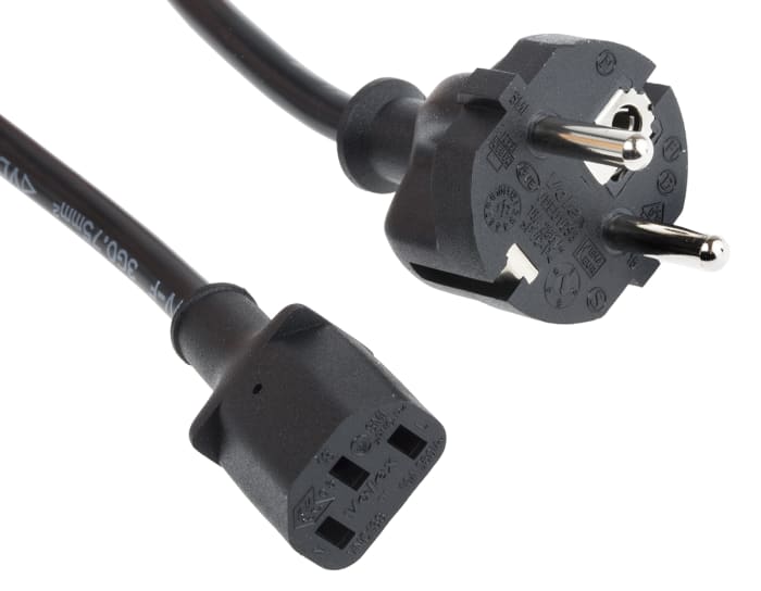 RS PRO | RS PRO IEC C13 Socket to CEE 7/4 Schuko Plug Power Cord, 1m ... RS PRO | RS PRO IEC C13 Socket to CEE 7/4 Schuko Plug Power Cord, 1m ...