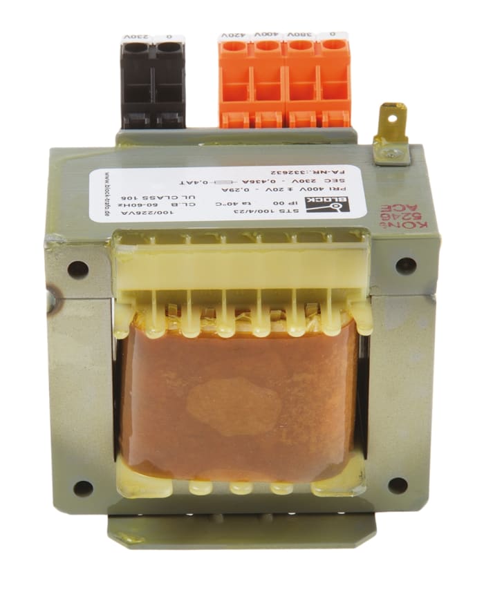 STS100/4/23 Block | Block 100VA DIN Rail Transformer, 380V ac, 400V ac ...