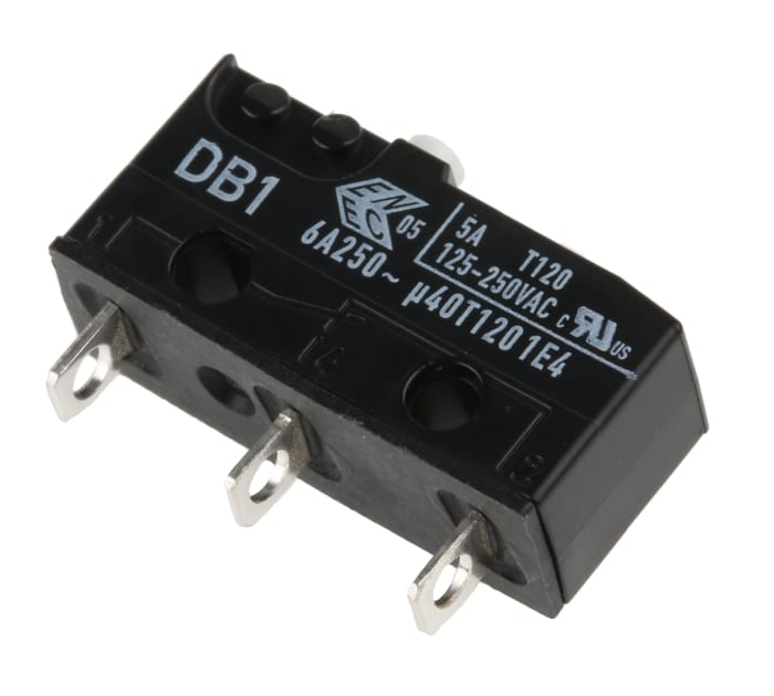 DB1C-A1AA ZF | ZF Button Micro Switch, Solder Terminal, 6 A @ 250 V ac, SPDT | 159-4584 | RS