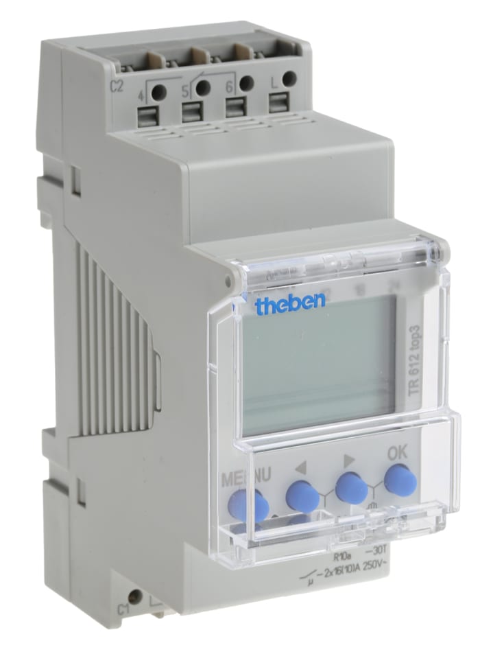 TR612 Top3 Theben | Theben Digital DIN Rail Time Switch 230 V ac, 2 ...