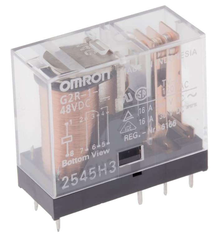 G2R-1-E DC48 Omron | Omron PCB Mount Power Relay, 48V dc Coil, 16A Switching Current, SPDT | 172 ...