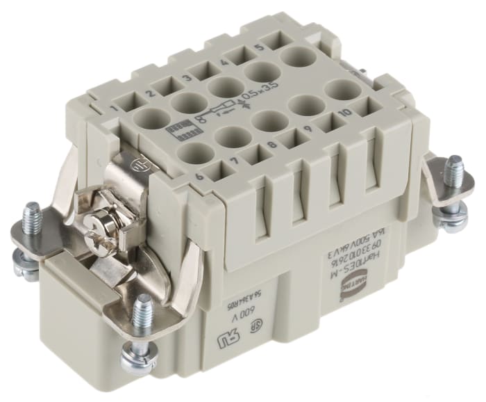 09330102616 HARTING | HARTING Heavy Duty Power Connector Insert, 16A, Male, Han ES Series, 10 ...