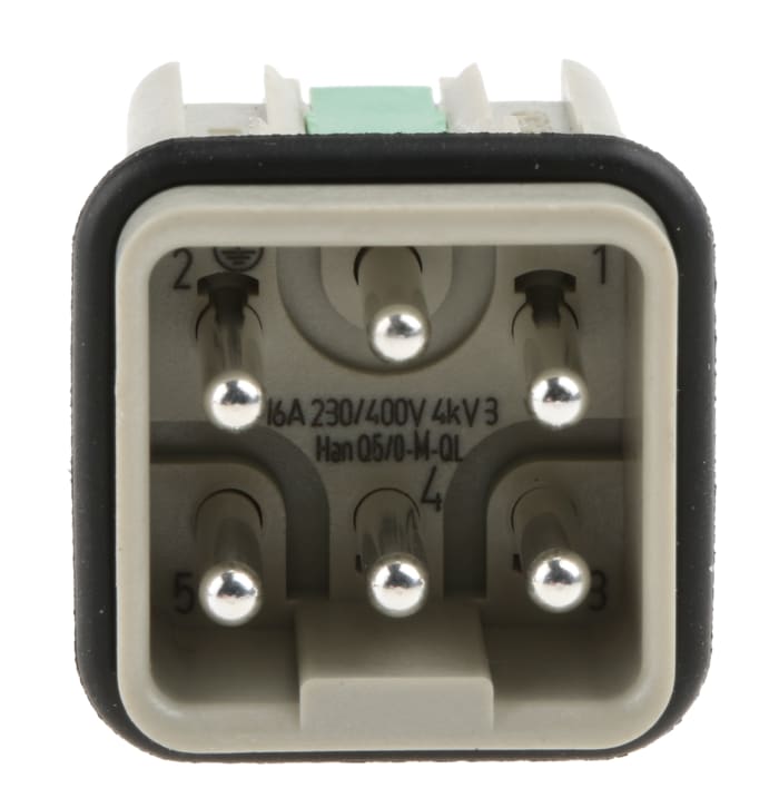 09120052633 HARTING | HARTING Heavy Duty Power Connector Insert, 16A, Male, HAN Q Series, 5 ...