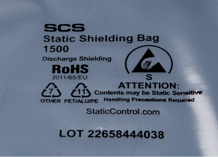 150720 SCS | SCS Static Shielding Bag 178mm(W)x 508mm(L) | 174-5115 | RS