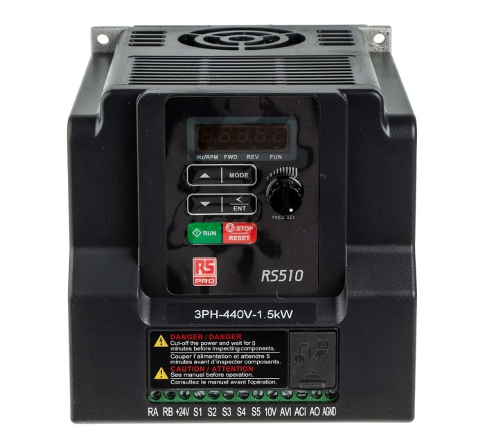 RS PRO | RS PRO Inverter Drive, 1.5 kW, 3 Phase, 380 → 480 V ac, 5.6 A ...