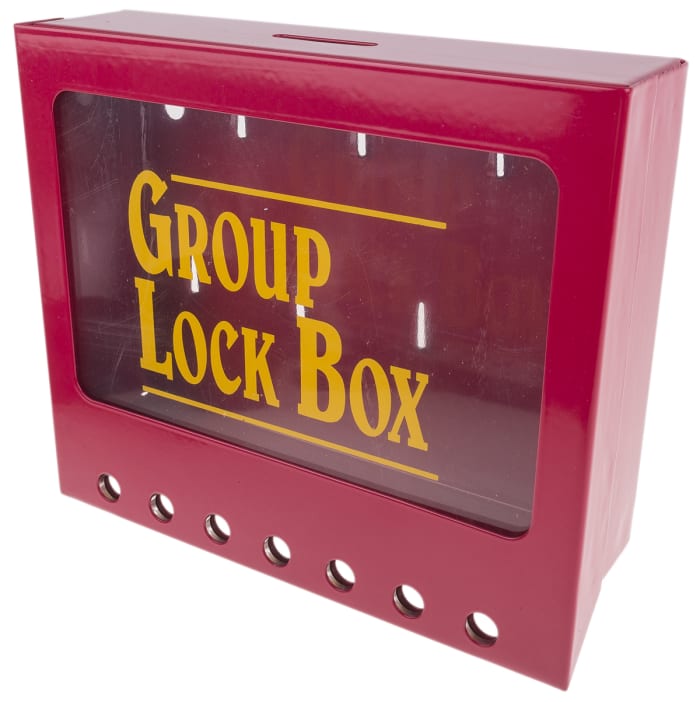 METAL WALL LOCK BOX, SMALL Brady | Brady Red 7-Lock Powder Coated Steel ...