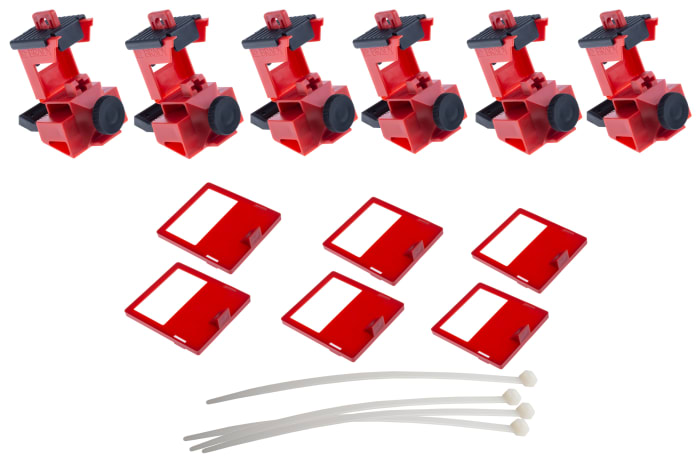 TAGLOCK 480/600V CLAMP-ON BRKR LO PK6 Brady | Brady Red 1-Lock Lockout ...