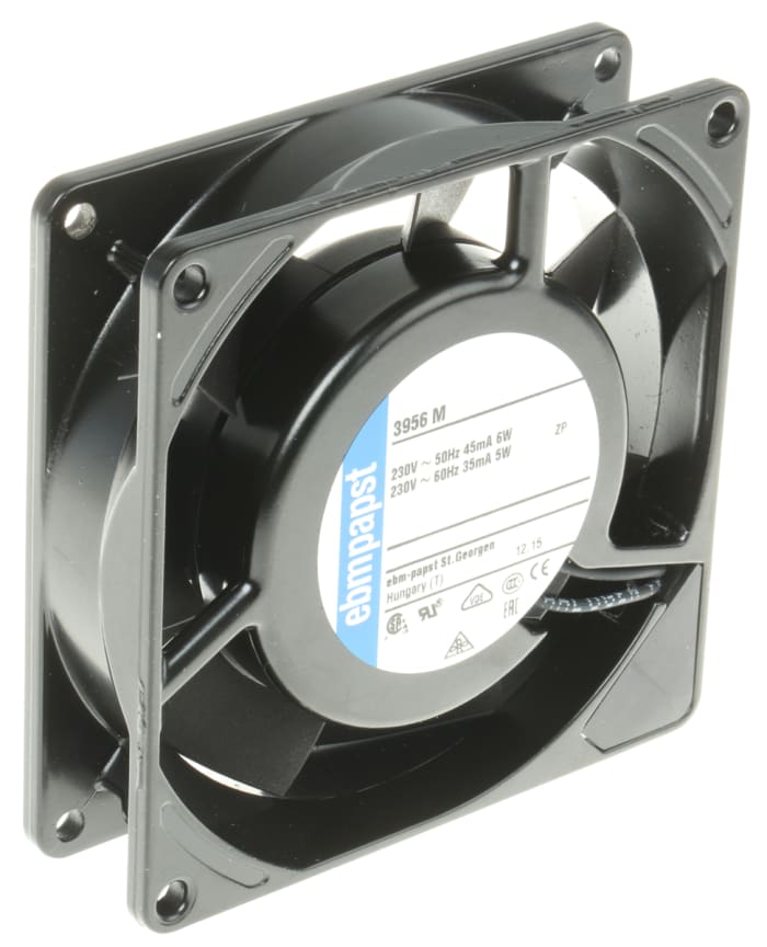 3956M ebm-papst | ebm-papst 3900 Series Axial Fan, 230 V ac, AC Operation, 45m³/h, 6W, 26mA Max ...