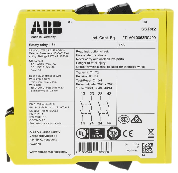 2TLA010053R0400 Sentry SSR42 24VDC ABB Jokab | ABB Jokab Sentry SSR42 ...