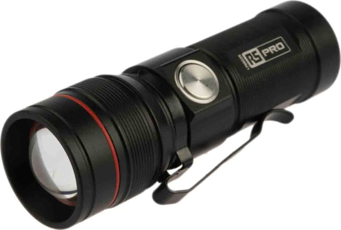 RS PRO | RS PRO LED Pocket Torch Black - Rechargeable 300 lm, 93 mm ...