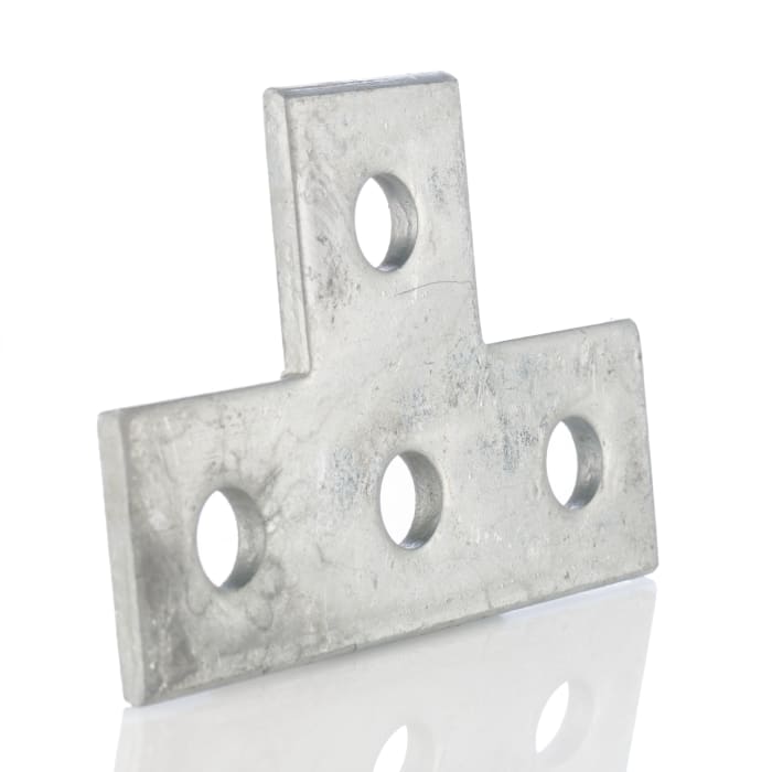RS PRO | Hot Dipped Galvanised T Shape Bracket 4 Hole, 14mm Holes, 80 x ...