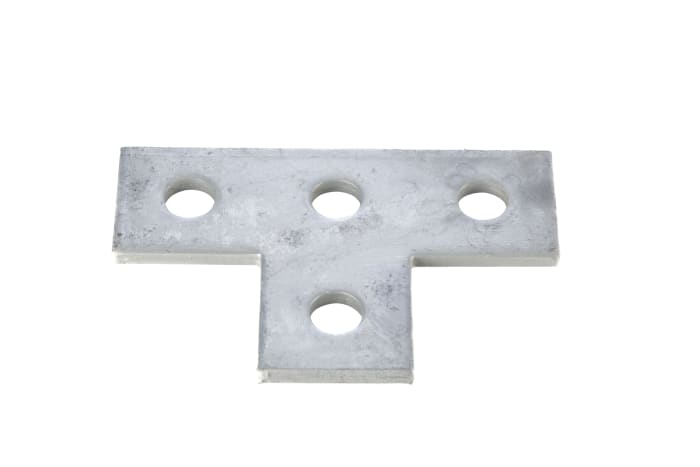 RS PRO | Hot Dipped Galvanised T Shape Bracket 4 Hole, 14mm Holes, 80 x ...