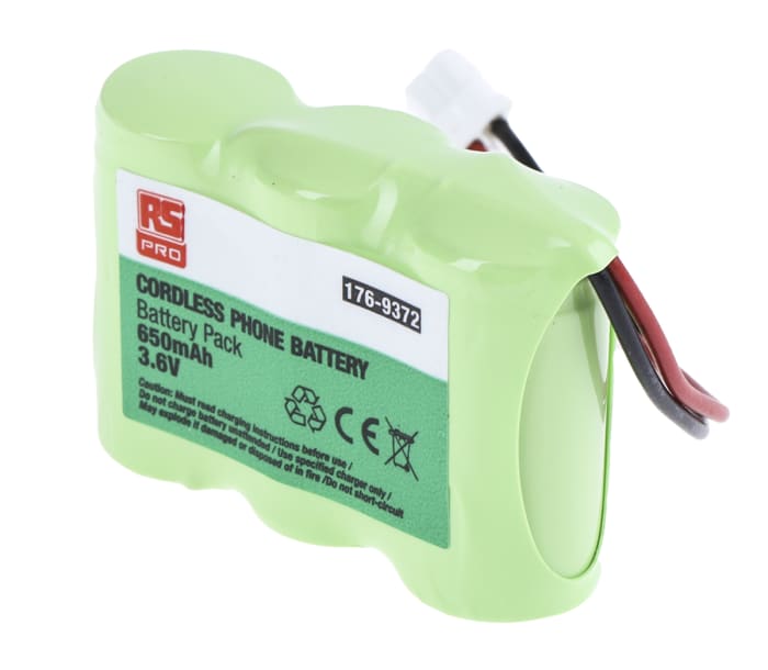 RS PRO | RS PRO 3.6V NiMH Rechargeable Battery Pack, 650mAh - Pack of 1 ...