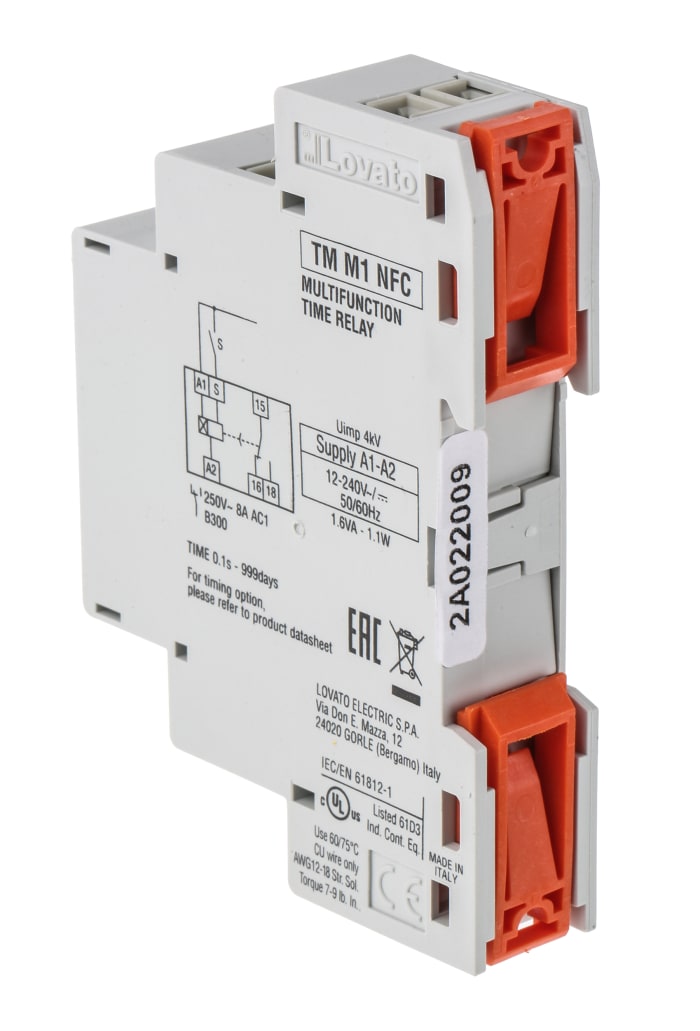 TMM1NFC Lovato | Lovato DIN Rail Mount Timer Relay, 12 → 240V ac/dc, 2 ...
