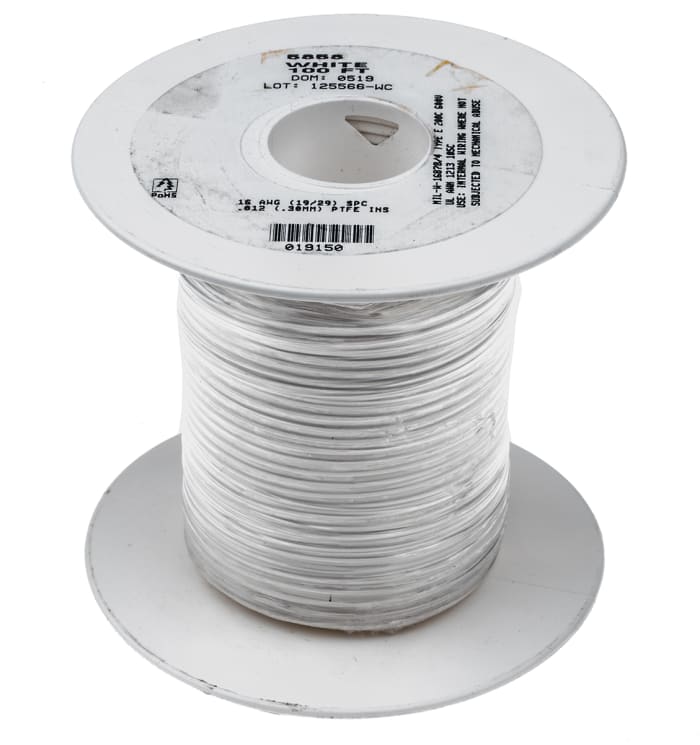 5858 WH005 Alpha Wire | Alpha Wire Hook-up Wire TEFLON Series White 1.23 mm² Hook Up Wire, 16 ...