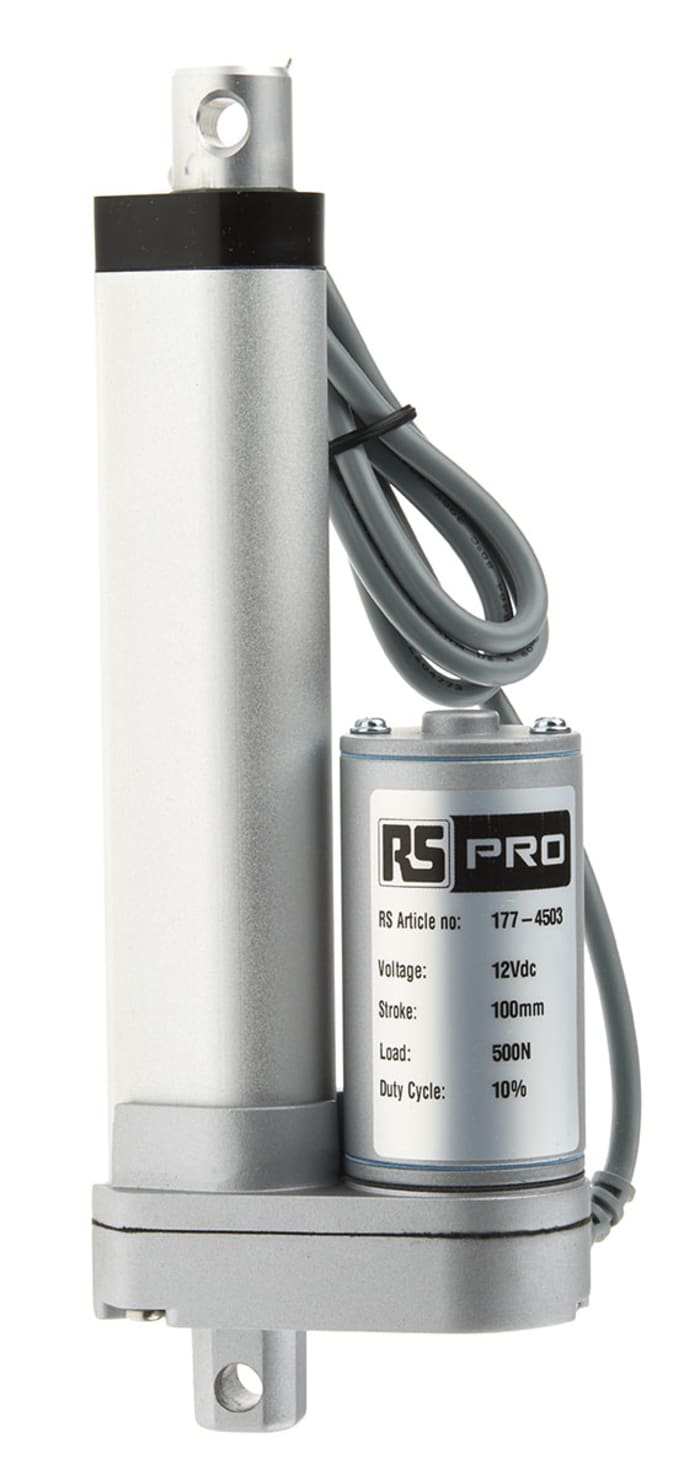 RS PRO | RS PRO Micro Linear Actuator, 100mm, 12V dc, 500N, 14.6mm/s | 177-4503 | RS