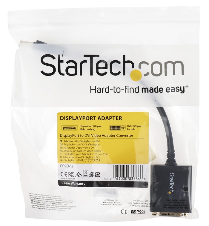 DP2DVI2 StarTech.com | StarTech.com DisplayPort to DVI Adapter, 152.4mm ...