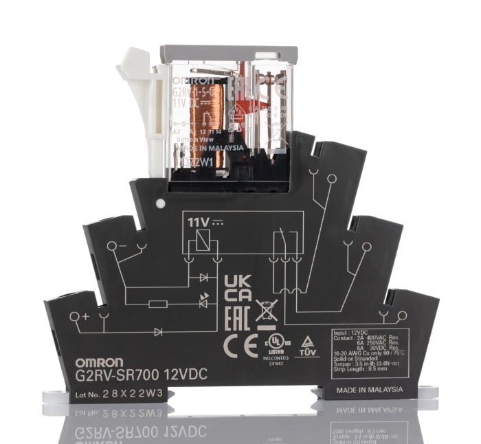 G2RV-SR700 DC12 Omron | Omron DIN Rail Power Relay, 12V dc Coil, 6A ...