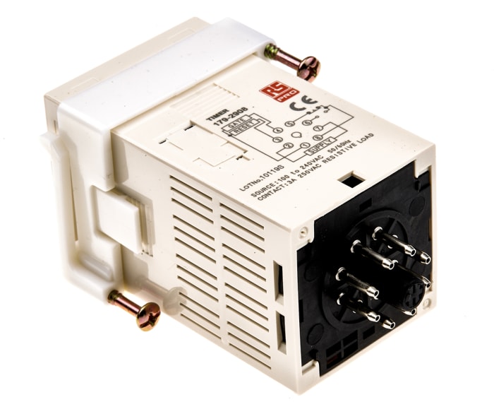RS PRO | RS PRO Plug In Timer Relay, 100 → 240V ac, 8-Contact, 999.9s ...