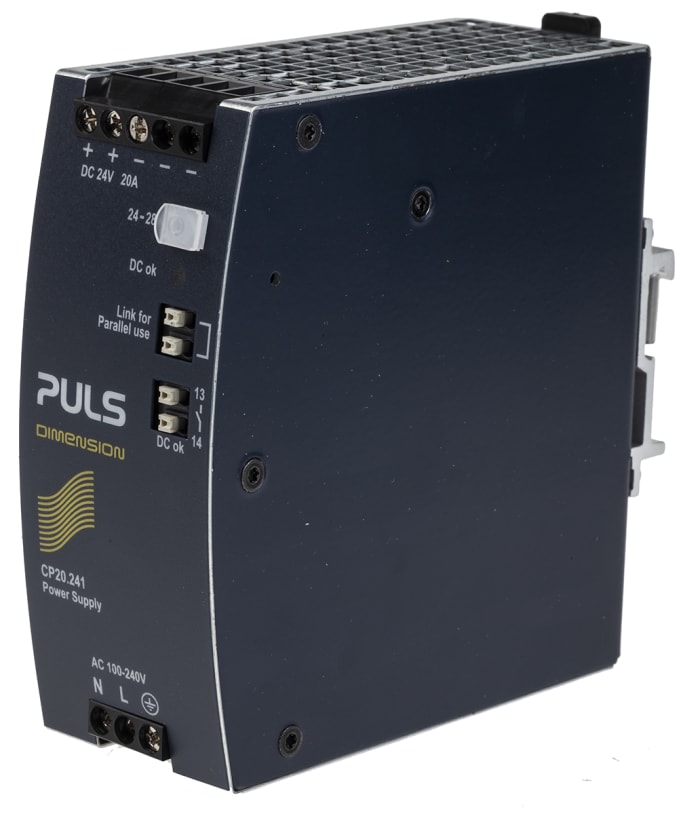 CP20.241-C1 PULS | PULS CP DIN Rail Power Supply, 100 → 240V ac ac Input, 24V dc dc Output, 20A ...