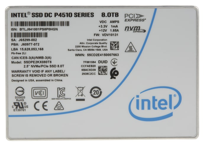 SSDPE2KX080T801 Intel | Intel Solid State Drive DC P4510 2.5 in 8 TB ...