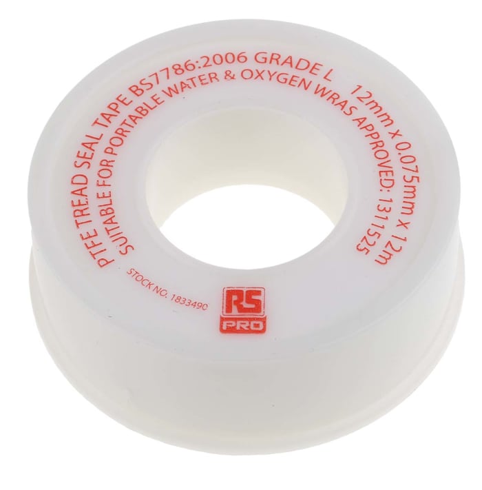 RS PRO | RS PRO White PTFE Tape 12mm x 12m x 0.075mm | 183-3490 | RS ... RS PRO | RS PRO White PTFE Tape 12mm x 12m x 0.075mm | 183-3490 | RS ...