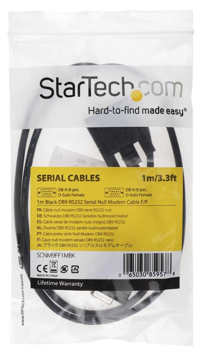 SCNM9FF1MBK StarTech.com | StarTech.com Female 9 Pin D-sub to Female 9 Pin D-sub Serial Cable ...