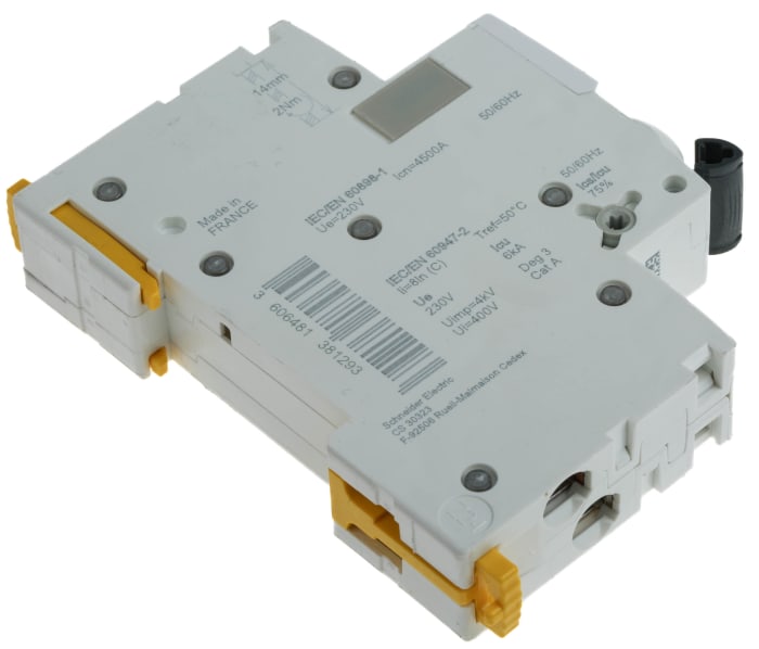 A9P22602 Schneider Electric | Schneider Electric Acti 9 Acti9 iDT40T MCB, 1+N, 2A Curve C, 230V ...