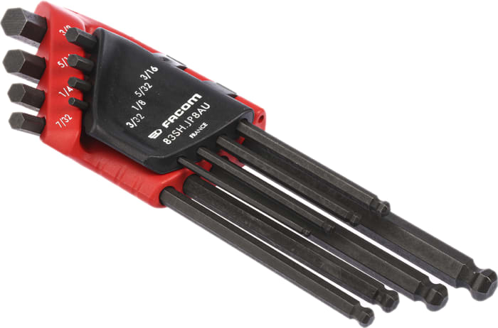 83SH.JP8AU Facom | Facom 8 piece Hex Key Set, L Shape 1/4in Ball End ...