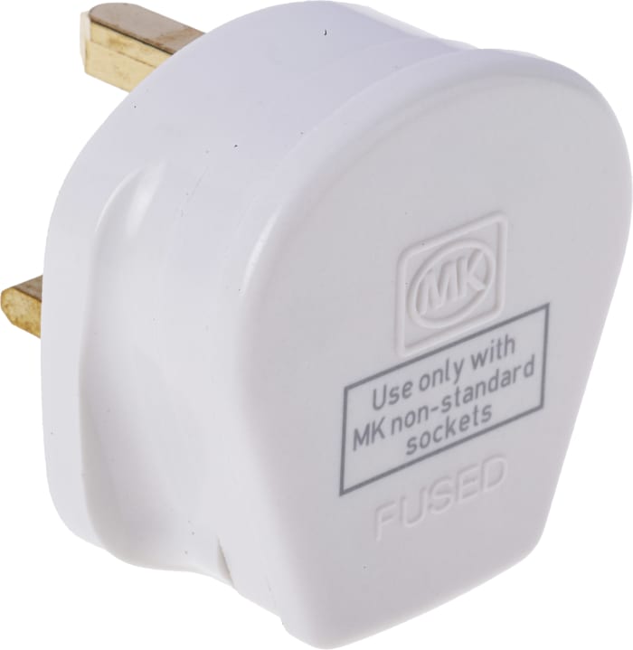 647 WHI MK Electric | MK Electric UK Mains Plug, 13A White, Cable Mount ...