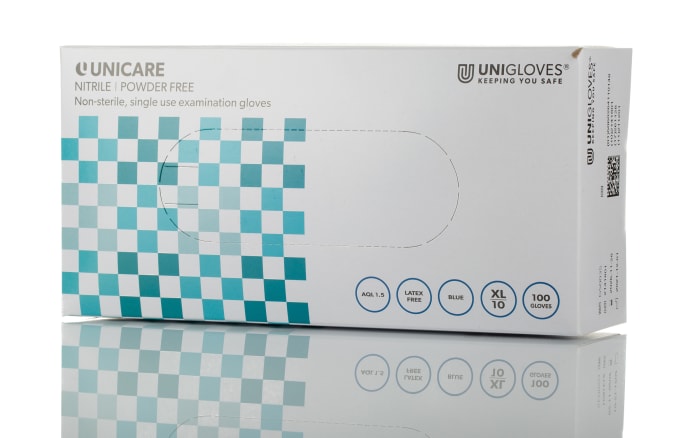 GS0035 Unigloves | Unigloves Unicare Blue Powder-Free Nitrile ...