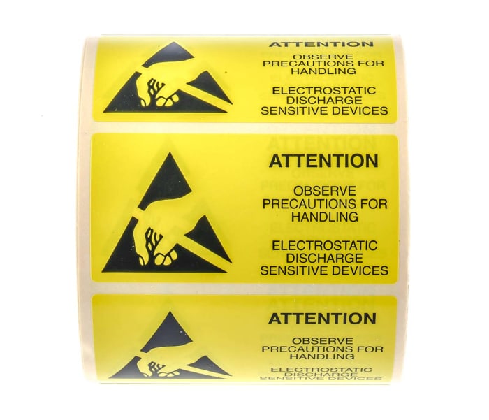 RS PRO | RS PRO Yellow Paper ESD Label, Attention Observe Precautions ...
