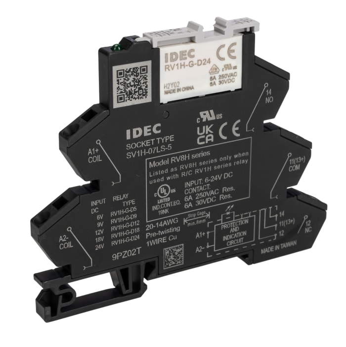 RV8H-S-D24 Idec | Idec RV8 Series Interface Relay, DIN Rail Mount, 24V ...