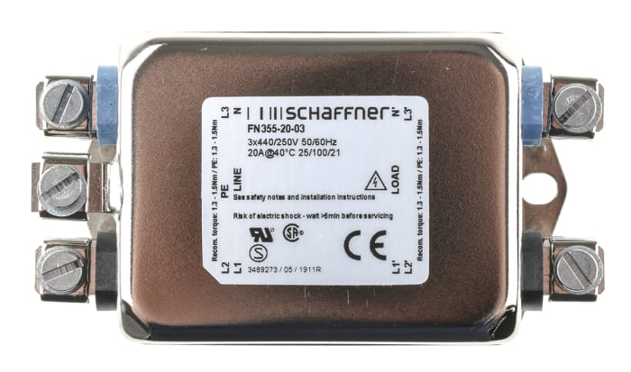 FN355-20-03 Schaffner | Schaffner FN 355 Series 20A 440 V ac 400Hz ...