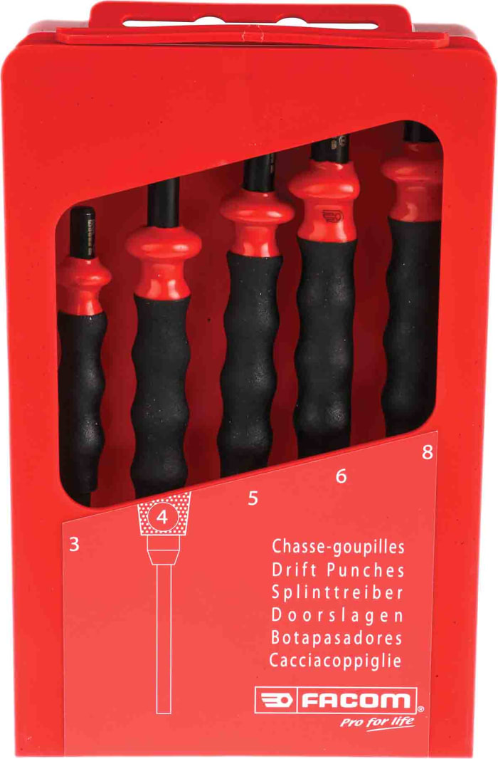 249.GPB Facom | Facom 5-Piece Punch Set, Anti-Vibration Punch, 3 → 8 mm ...