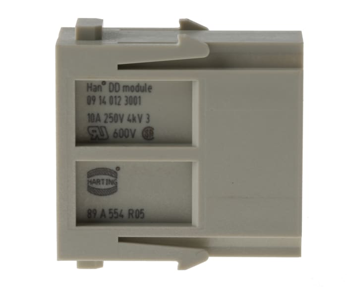 09140123001 HARTING | HARTING Heavy Duty Power Connector Module, 10A, Male, Han-Modular Series ...