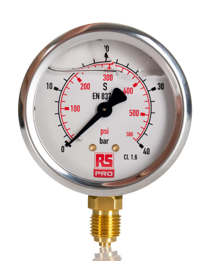 RS PRO | RS PRO G 1/4 Analogue Pressure Gauge 40bar Bottom Entry 63mm Outside Diameter | 231 ...