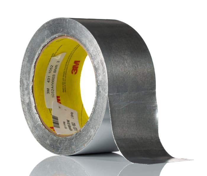 3M 431 50mmx50m 3M | 3M Aluminium Foil Tape 431, Silver, 50 m | 236-5215 | RS