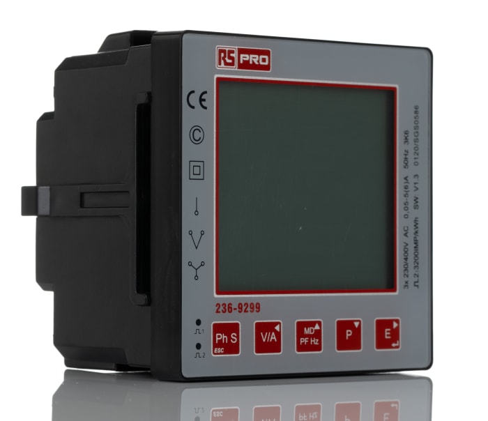 RS PRO | RS PRO 1, 3 Phase Backlit Energy Meter, Type Energy Meter | 236-9299 | RS