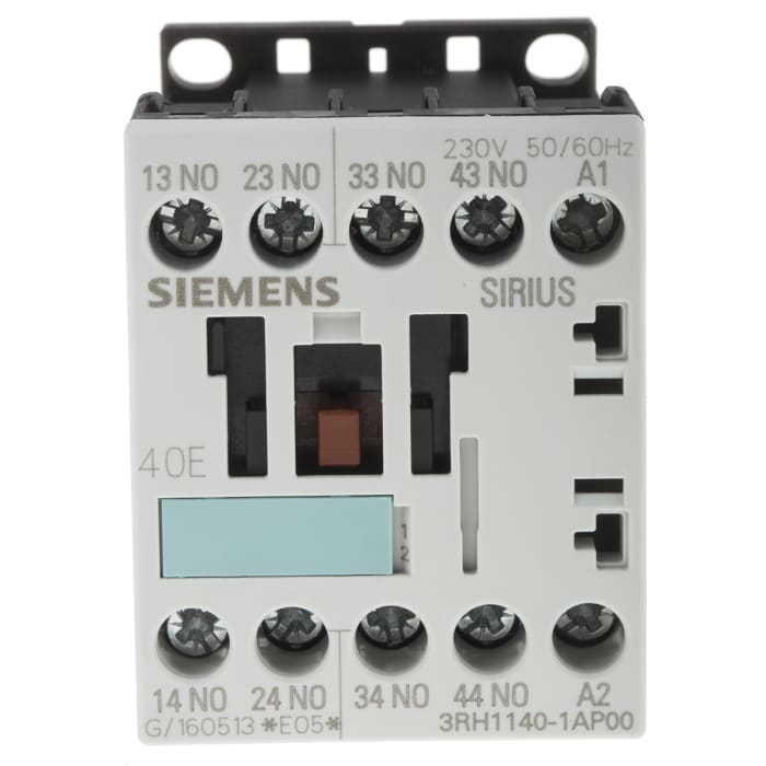 3RH2140-1AP00 Siemens | Siemens SIRIUS 3RH2 Contactor Relay, 230 V ac Coil, 4-Pole, 10 A, 4NO ...