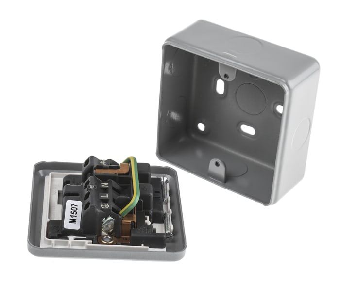 K1247-ALM MK Electric | MK Electric Metalclad Plus Grey 1 Gang Plug ...
